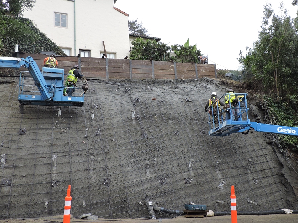 Soil Nail Wall with Sculpted Shotcrete Facing